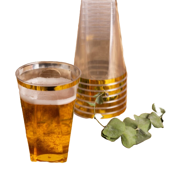 Square Gold Rim Tumblers 10 oz (20 count) - Pristine Party Source